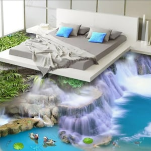 3D Grass Waterfall Scenery, Vinyl Floor Mural, Self-adhesive Vinyl ...