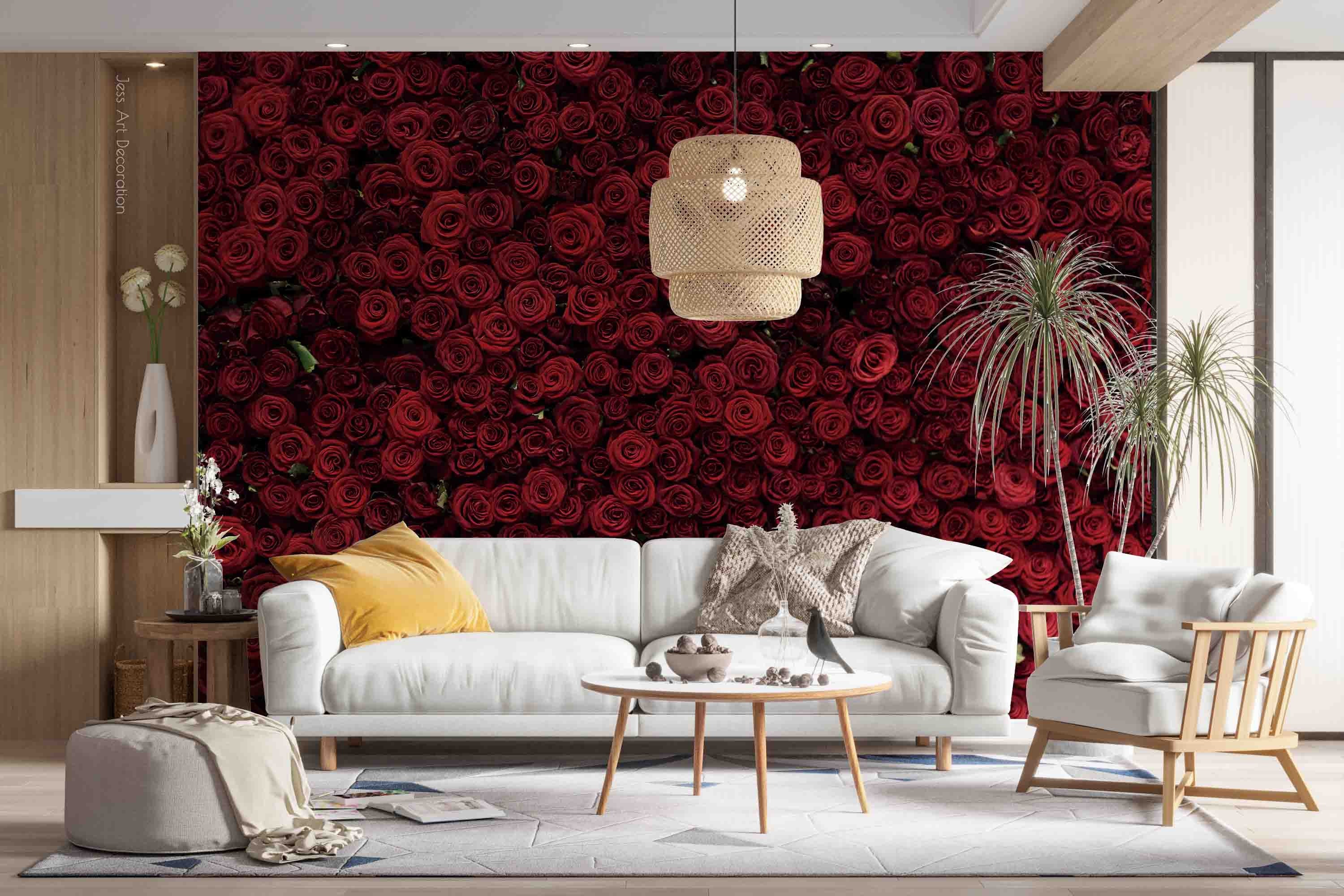 3D Red Roses Background Wallpaper-nursery Wllpaper Removable - Etsy