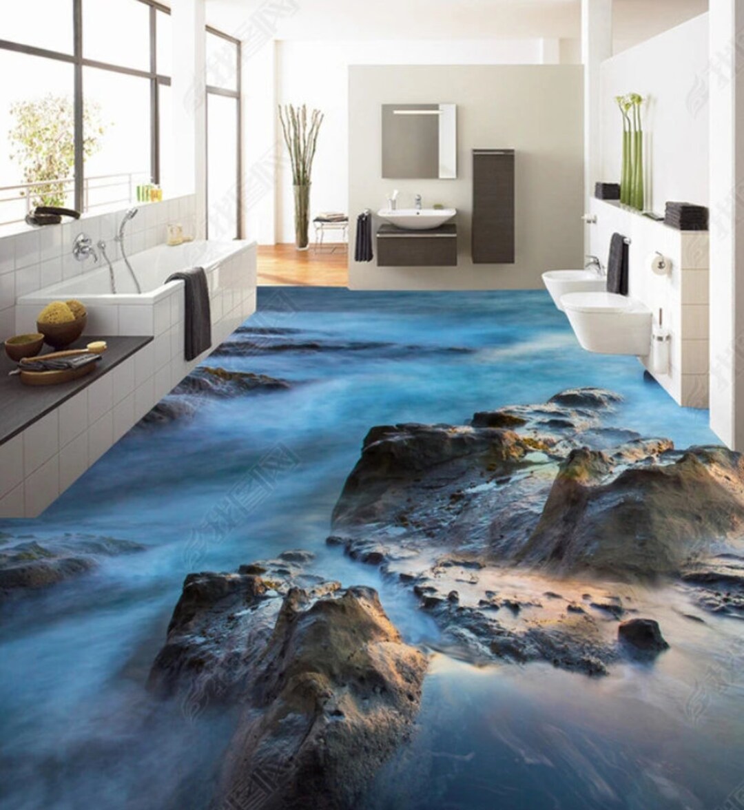 3D Stone Reef Sea, Vinyl Floor Mural, Self-adhesive Vinyl, Floor Art ...