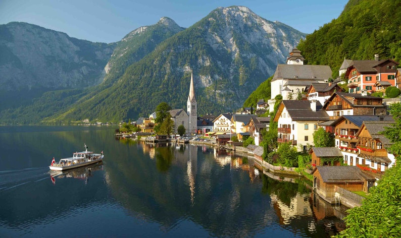 Lake House View Wallpaper Mural, Mountain Village Peel and Stick - Etsy