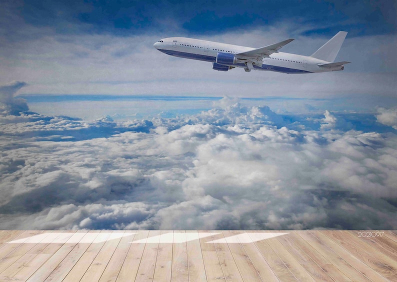 Airplane Wall Mural: 3D Sky Cloud Wallpaper, Peel and Stick - Etsy
