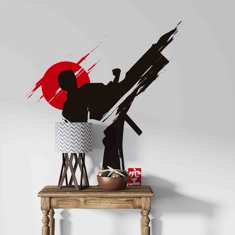3D Japanese Karate Wallpaper Side Kick Wall Mural Red Sun - Etsy