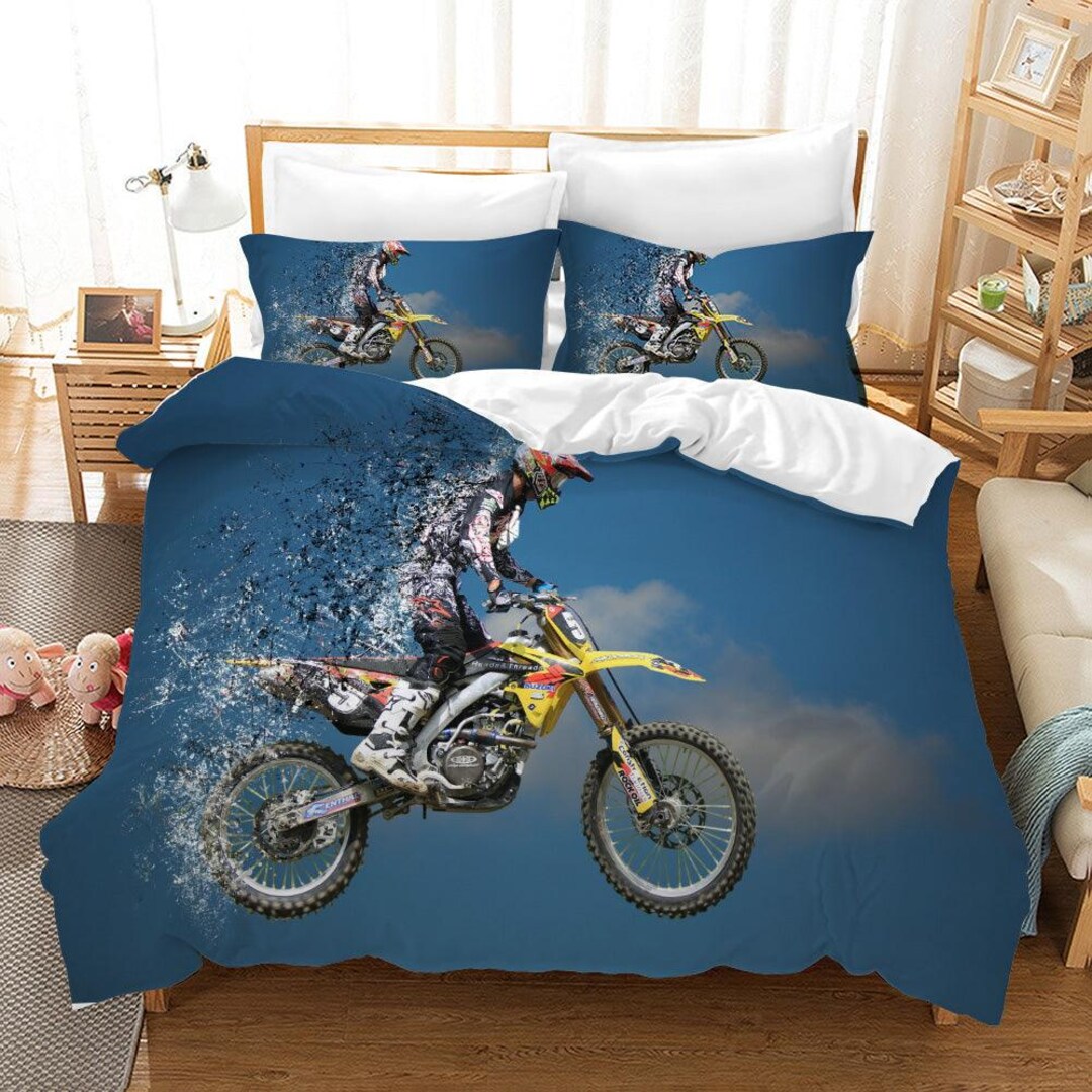 3D Motorcycle Duvet Covers Set, Player Quilt Cover, Sky Bedding Set ...
