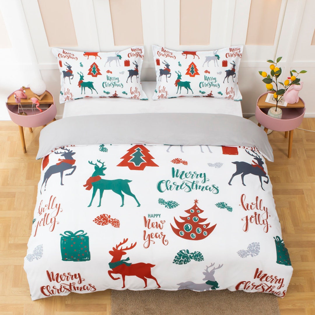 3D Christmas Duvet Covers Set, Cartoon Quilt Cover, Elk Bedding Set ...