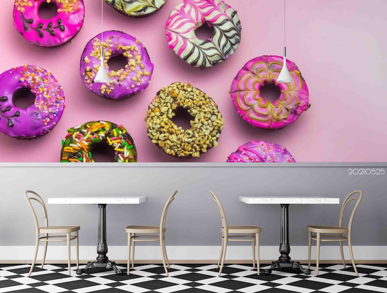 3D Donut Wall Mural, Colorful Food Wall Decor (peel and Stick) - Etsy