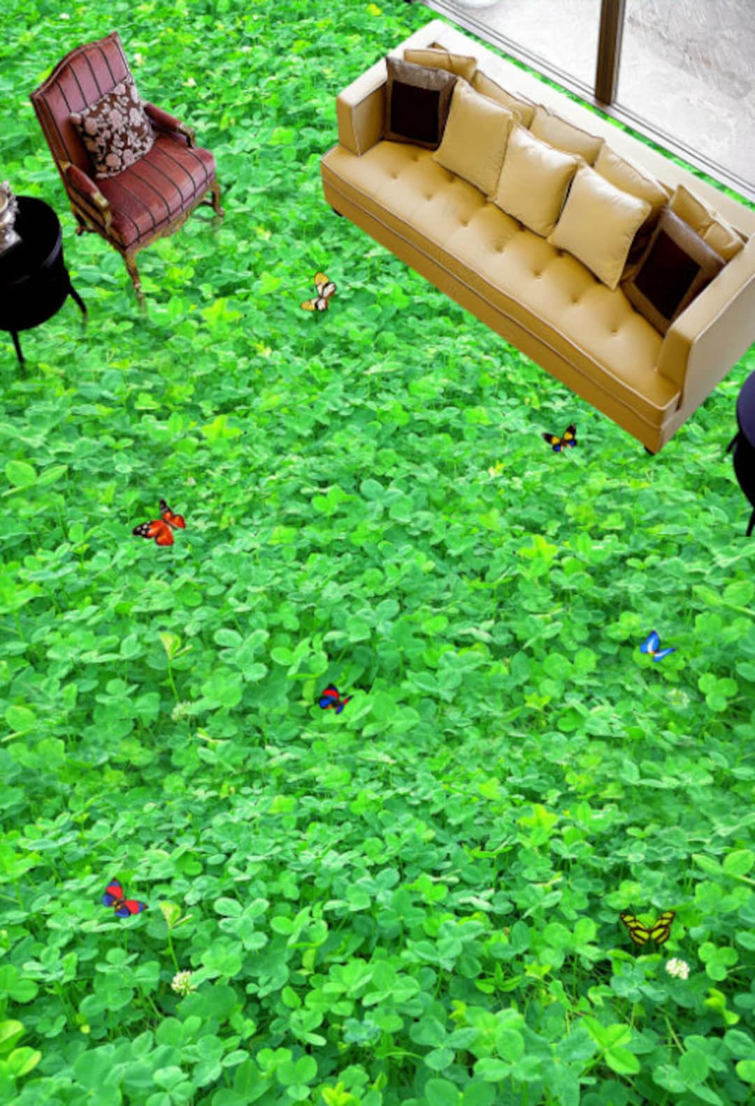 3D Grass Clover Green, Vinyl Floor Mural, Self-adhesive Vinyl, Floor ...