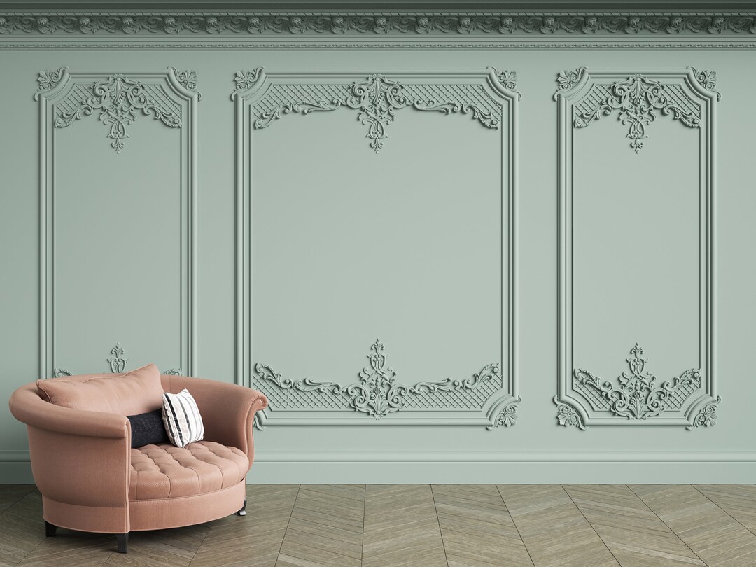 3D Molding Wallpaper, Interior Wall With Cornice Wall Mural, European ...