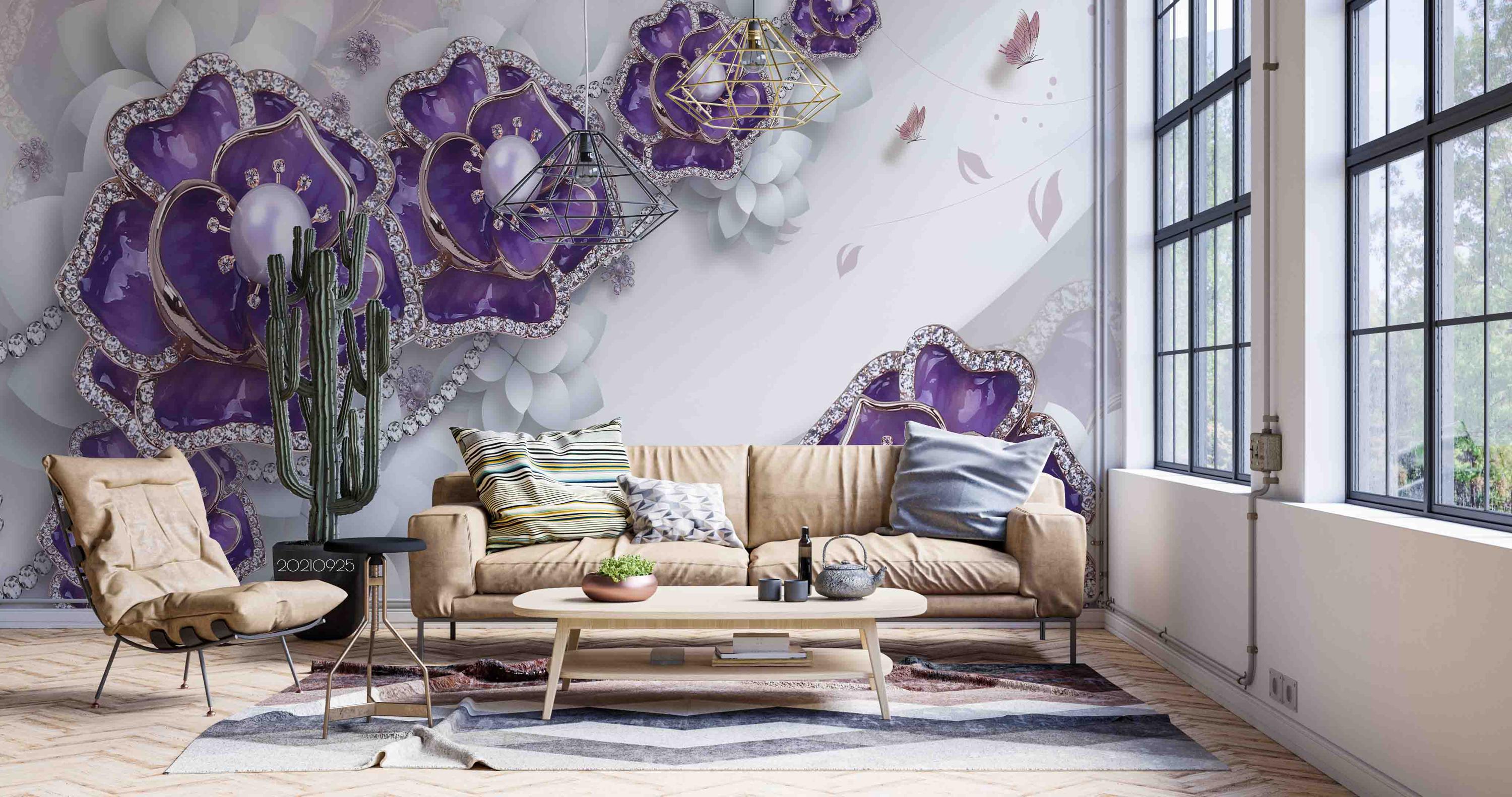 Purple Diamond Wallpaper Removable