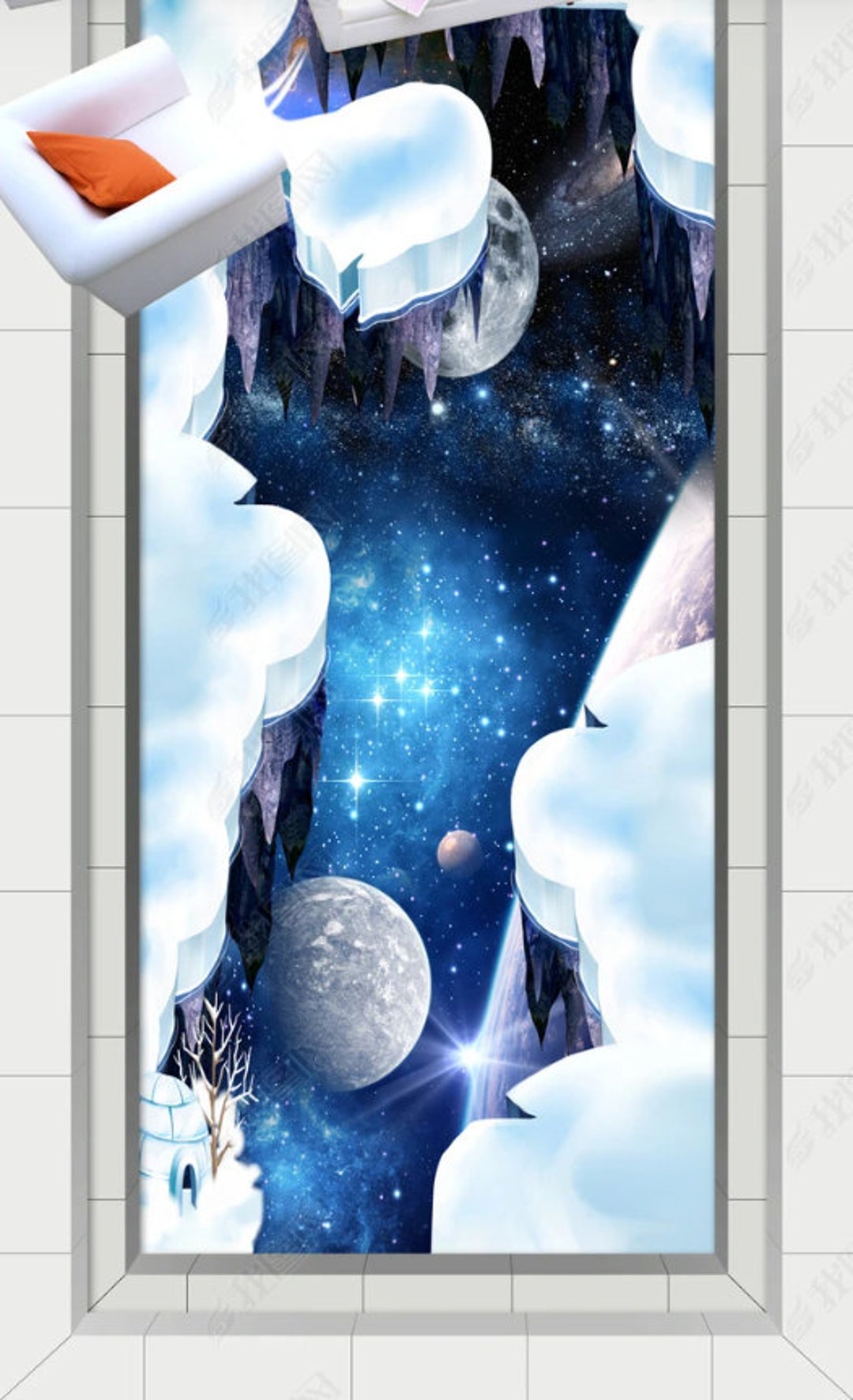 3D Planet Outer Space Glacier, Vinyl Floor Mural, Self-adhesive Vinyl ...