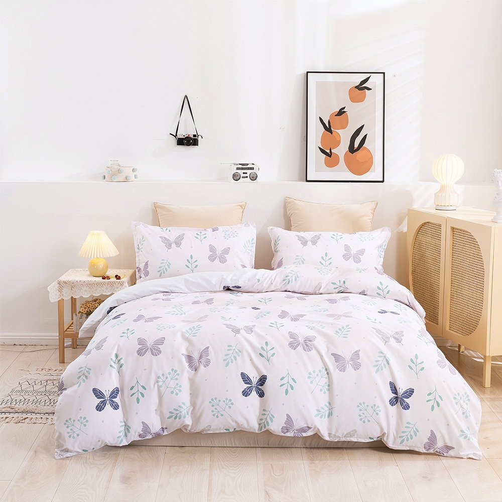 3D Butterfly Duvet Covers Set Leaves Quilt Cover Pattern Bedding Set Plant Doona Cover Simple Twin Bedding White Bedding Set Etsy UK