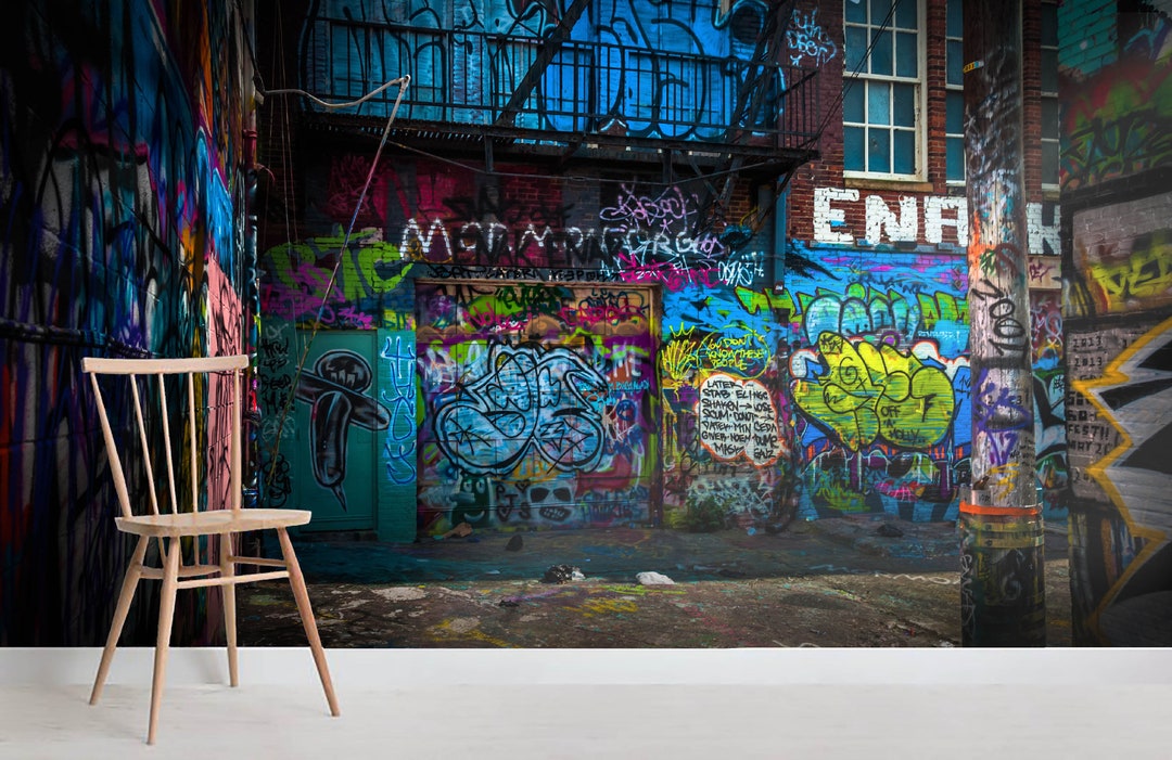3D Graffiti Wallpaper, Street Art Wall Mural, Alley Wall Decor ...