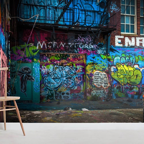 3D Graffiti Wallpaper Street Art Wall Mural Alley Wall - Etsy