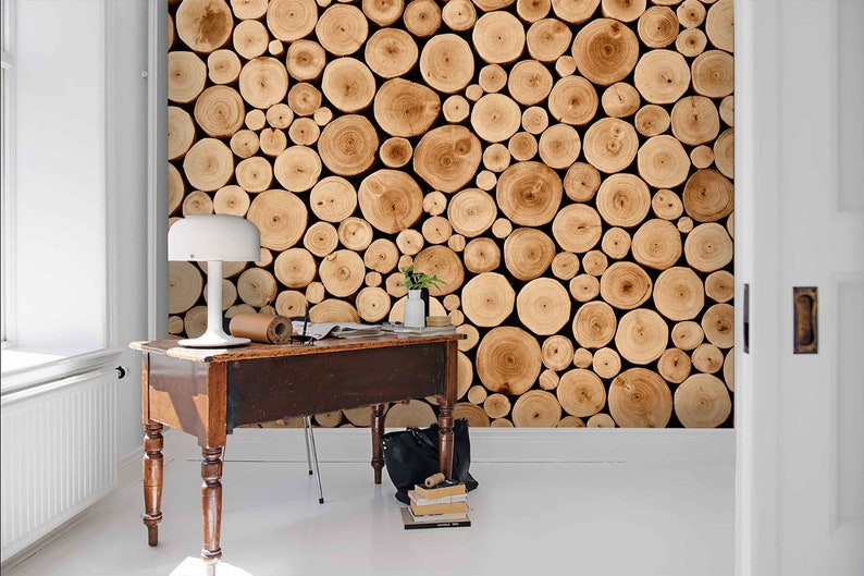 3D Wood Texture Wallpaper, Stump Wall Mural, Peel and Stick - Etsy Israel
