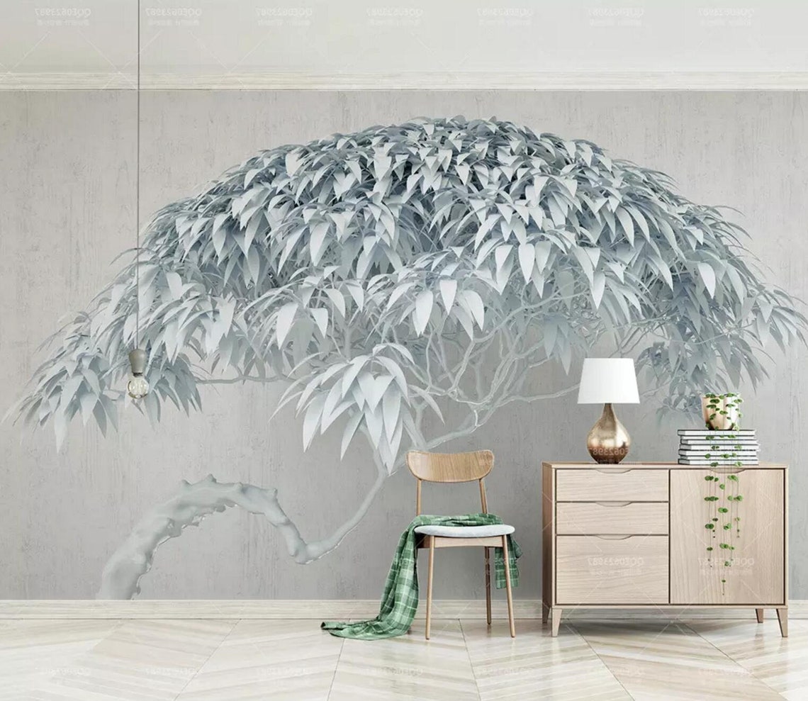 3D Tree Wallpaper Leaves Wall Mural Plants Wall Decor - Etsy