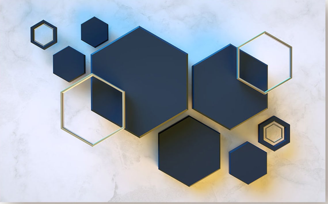 3D Hexagon Wallpaper Geometry Wall Mural Square Wall Decor - Etsy