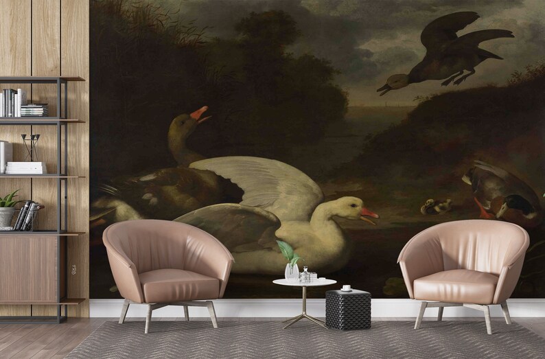 3D Swan Lake Wallpaper Mural, Peel and Stick Removable Wall Decal - Etsy