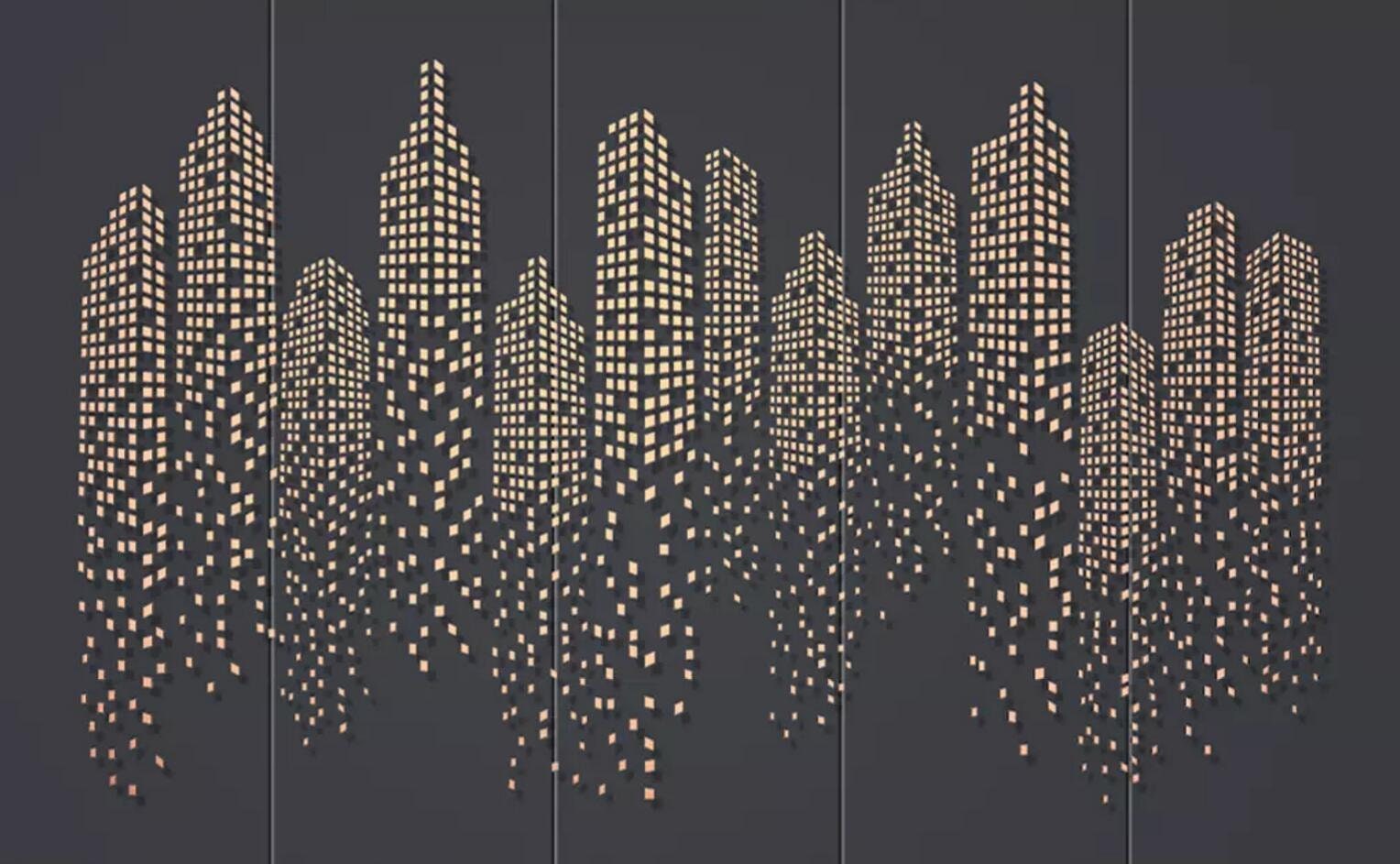 3D Building Wallpaper Golden Wall Mural Metal Texture Wall - Etsy Australia