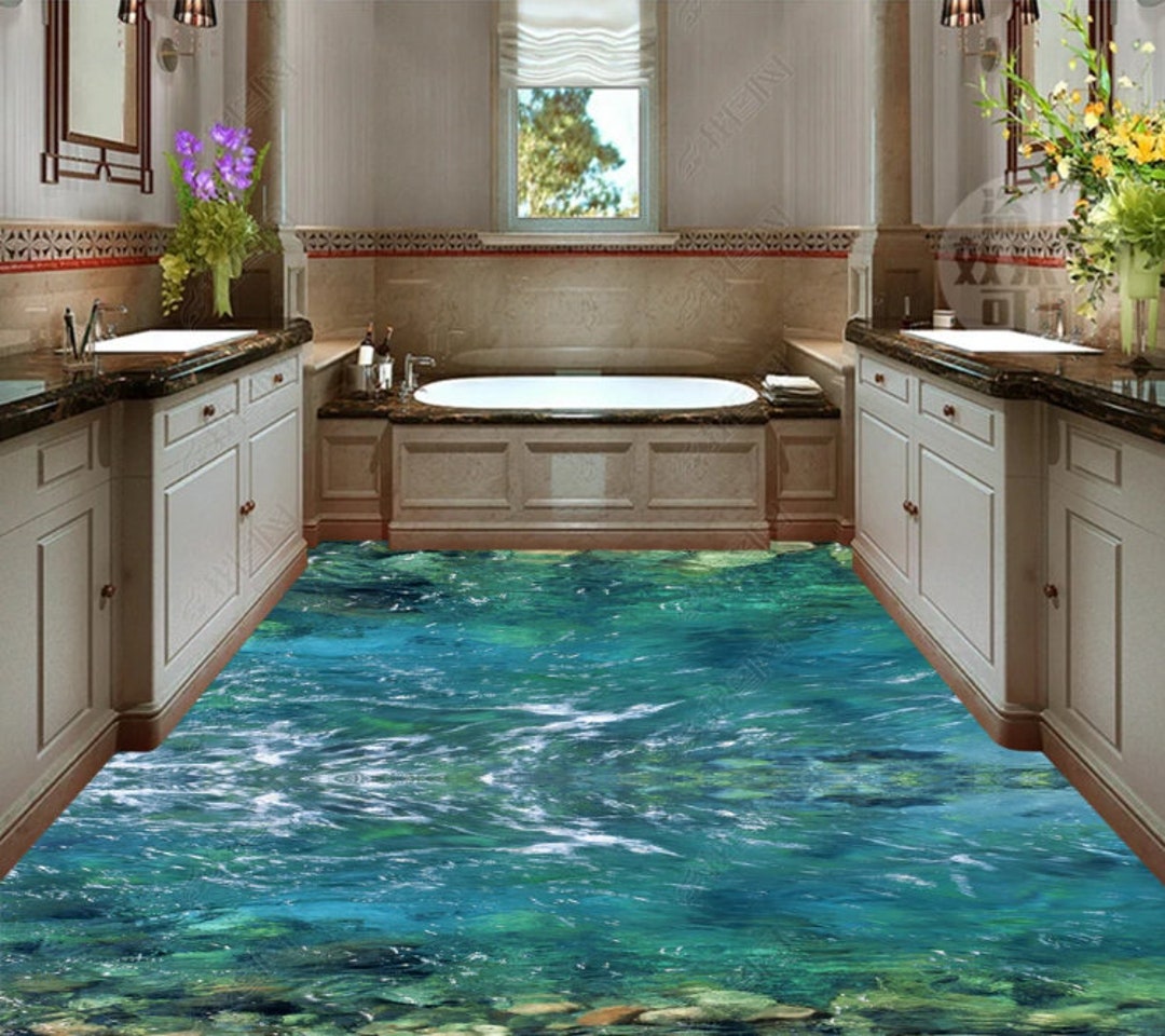3D Green Lake, Vinyl Floor Mural, Self-adhesive Vinyl,floor Art ...