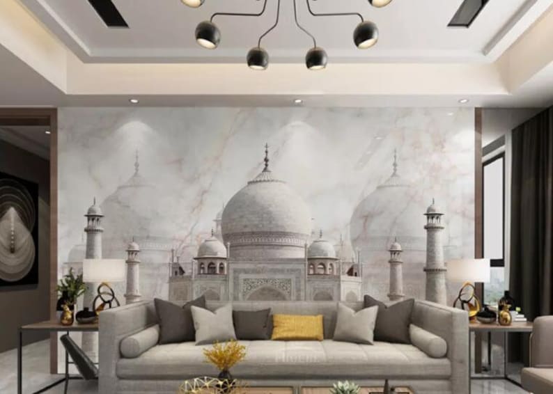 3D Taj Mahal Wallpaper Mural, Marble Texture, Peel and Stick - Etsy ...