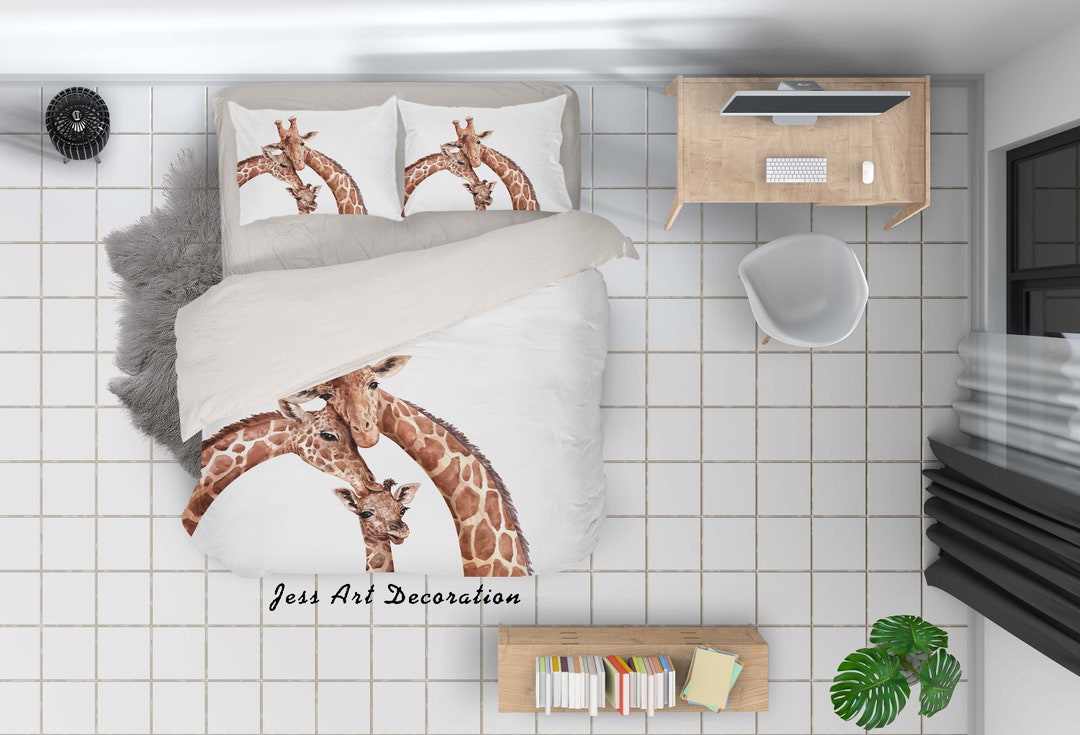 3D Giraffe Family Bedding Set, Personalized Quilt Duvet Cover - Etsy