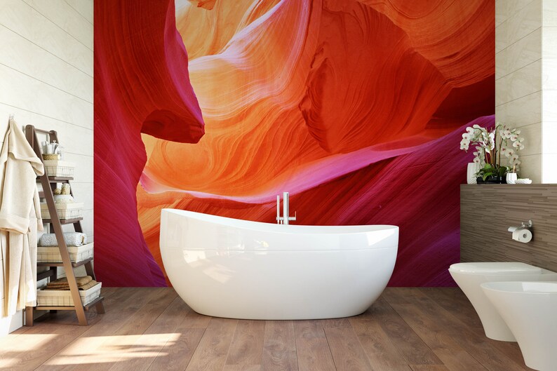 3D Realistic Wallpaper Art Wall Mural Red-toneswall Decor - Etsy