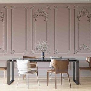 3D Molding Wallpaper, Interior Wall With Cornice Wall Mural, Floral ...