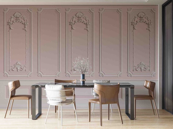 3D Molding Wallpaper Interior Wall With Cornice Wall Mural - Etsy