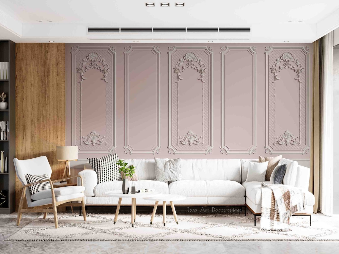 3D Molding Wallpaper Interior Wall With Cornice Wall Mural - Etsy Australia