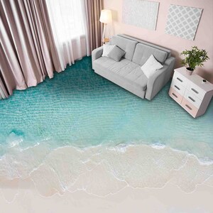 3D Beach Blue Sea, Vinyl Floor Mural, Self-adhesive Vinyl, Floor Art ...