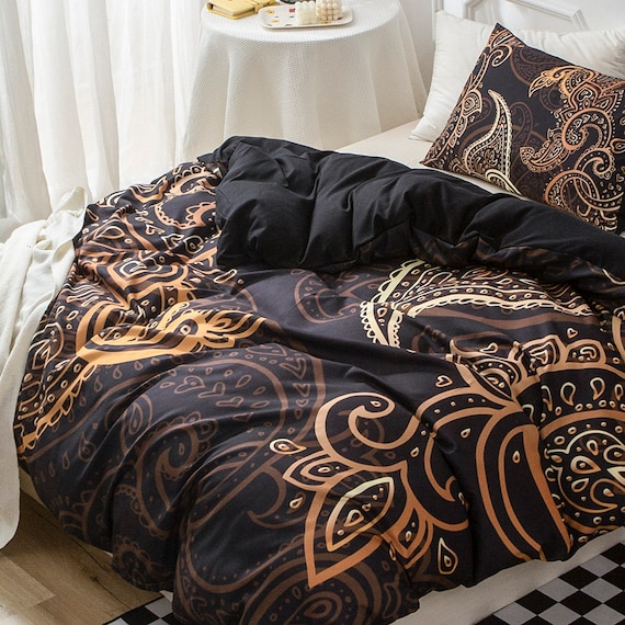 3D Floral Duvet Covers Set Pattern Quilt Cover Black Bedding Set Ethnic Style Doona Cover Artistic King Bedding Chinese Style Bedding Etsy UK