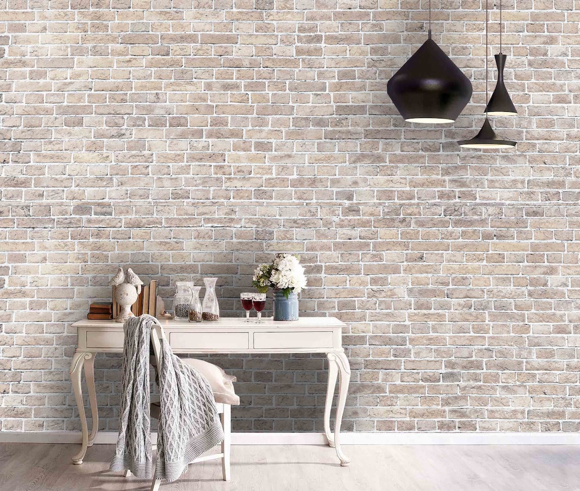3D Stone Brick Texture Wallpaper Light Colored Wall Mural - Etsy Australia