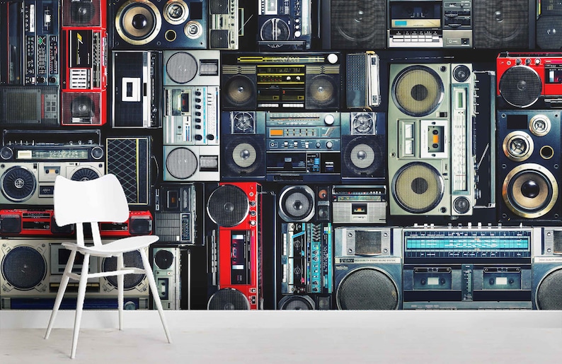 3D Radio Wall Wallpaper Boomboxs Wall Mural Tape Machine - Etsy