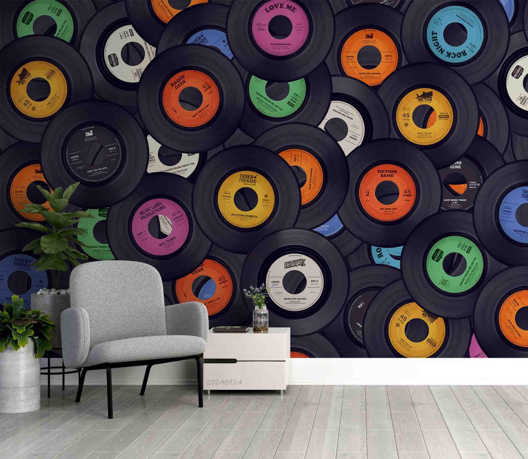 Retro Vinyl Record Floor Mural, 3D Self-adhesive Vinyl, Custom Size - Etsy