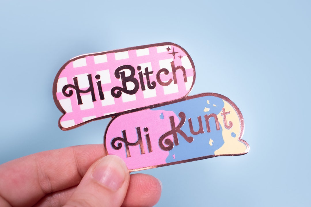 HI B**** Curse Text Bubble Enamel Pin- Cute Pastel Pin - Parody 'barbie ...