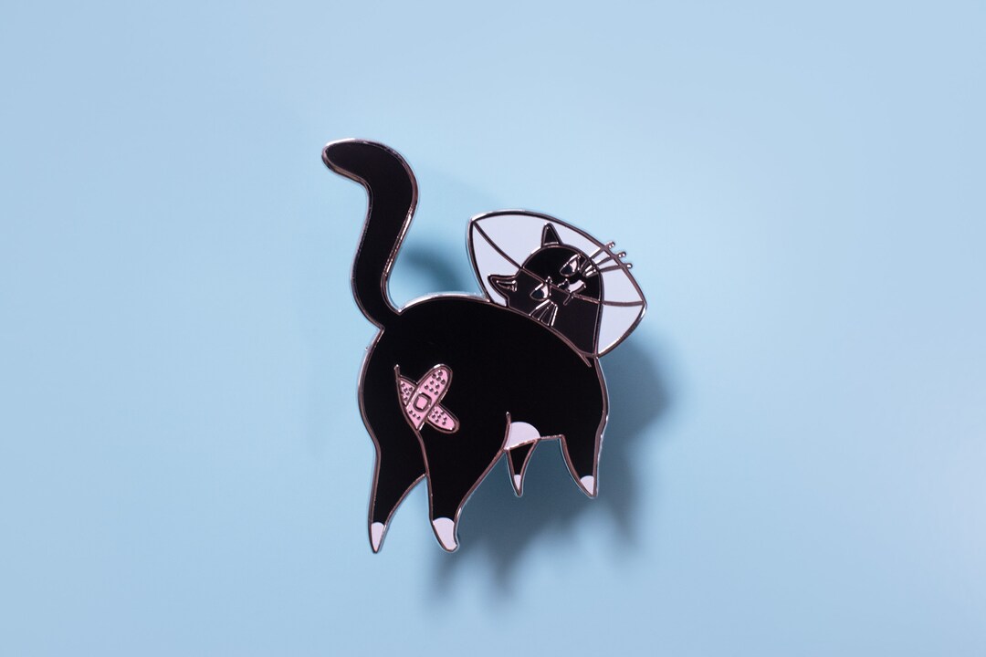 Angry Black Cat Pin - Funny Tuxedo Kitty Kawaii Enamel Pin - Etsy