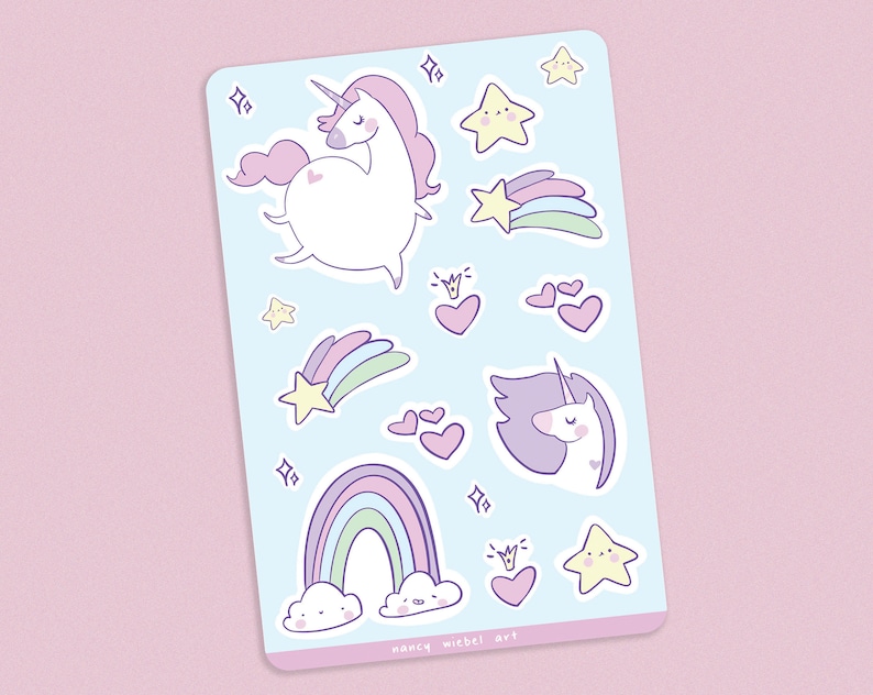 Cute Unicorn Stickers Kawaii Sticker Sheet Unicorn Stickers - Etsy