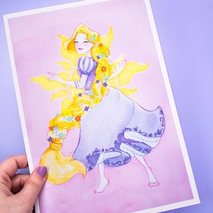 Tangled Disney Princess Cute Watercolor Rapunzel Disney - Etsy