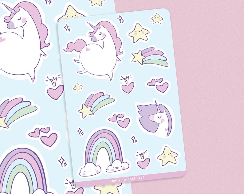 Cute Unicorn Stickers Kawaii Sticker Sheet Unicorn Stickers - Etsy