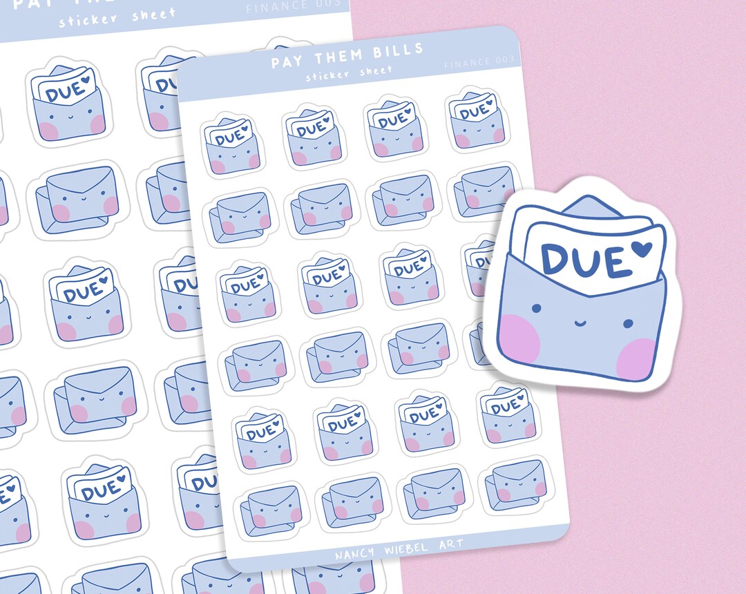 Pay the Bills Planner Stickers, Cute Financial Planner Stickers, Kawaii ...