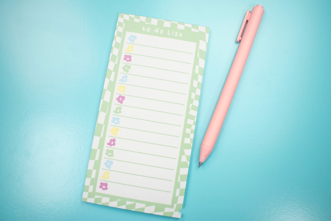 90s Wavy Checkered Pattern to Do List, Cute Desk Notepad, Kawaii Memo ...