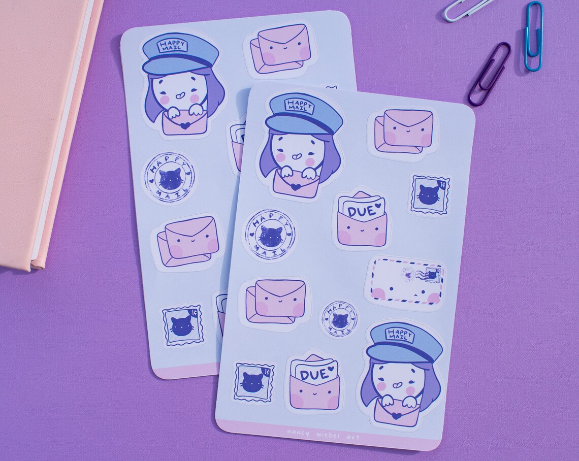 Happy Mail Stickers Cute Mail Planner Stickers Kawaii Mail - Etsy