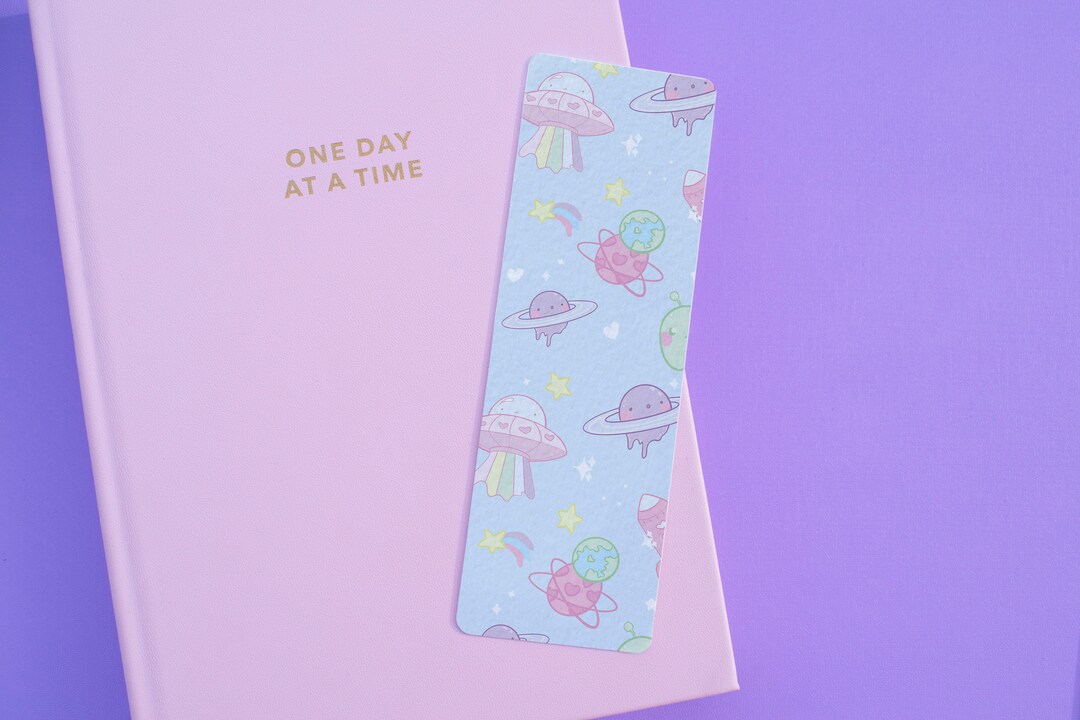 Pastel UFO Alien Bookmark ~ Double Sided Paper Bookmark ~ Cute Kawaii ...