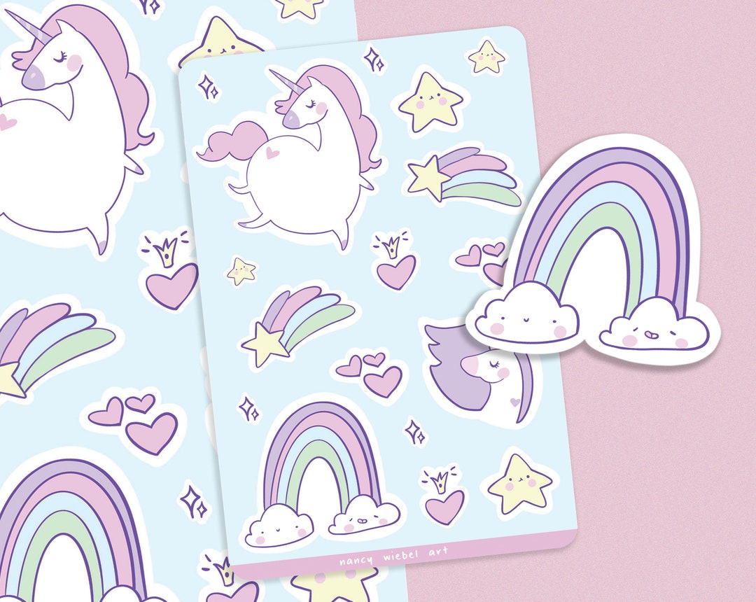 Cute Unicorn Stickers Kawaii Sticker Sheet Unicorn Stickers - Etsy