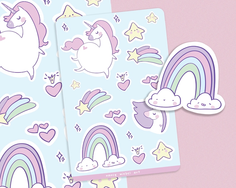 Cute Unicorn Stickers Kawaii Sticker Sheet Unicorn Stickers - Etsy