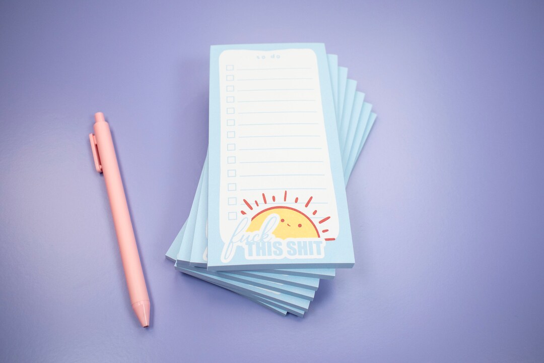 Kawaii Fuck This Shit Sunny to Do List, Curse Words Desk Memopad ...