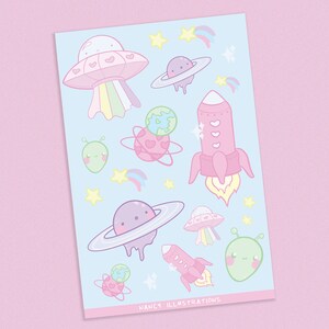 Pastel UFO Space Craft Planner Stickers - Alien Planner Stickers ...