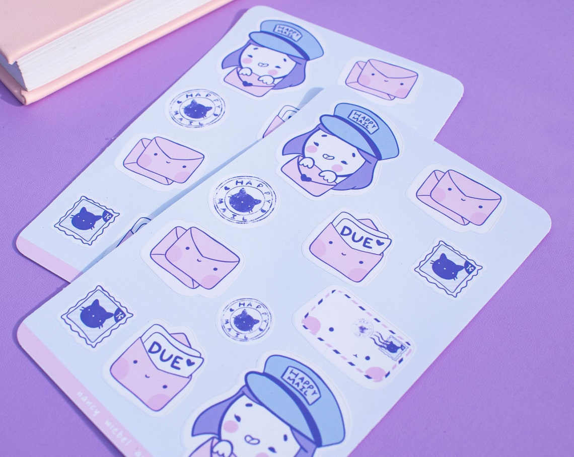 Happy Mail Stickers Cute Mail Planner Stickers Kawaii Mail - Etsy