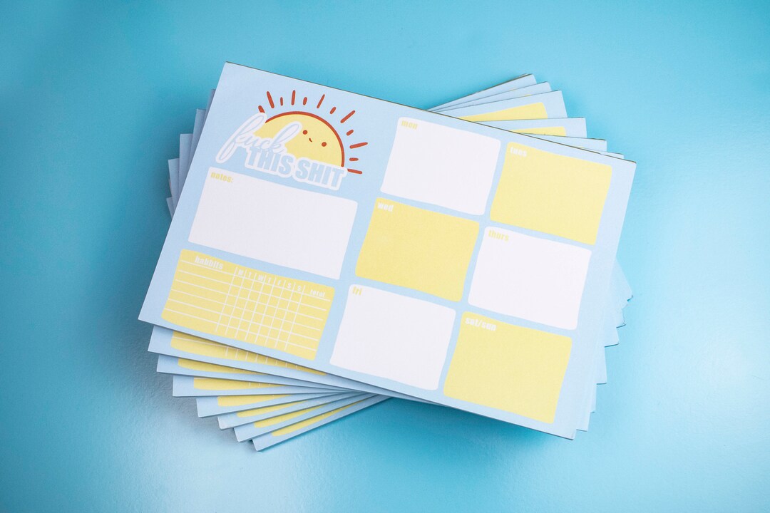 Fuck This Shit Sunny Weekly Planner Notepad With Habit Tracker, Curse ...