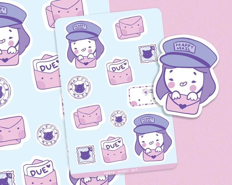 Happy Mail Stickers, Cute Mail Planner Stickers, Kawaii Mail Planner ...