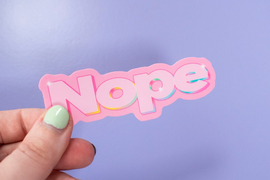 NOPE Pastel Vinyl Stickers - Pink Cute No Stickers - Etsy